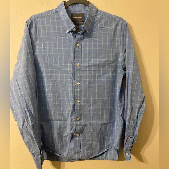 Bonobos | Shirts | Mens Blue Green Plaid Checks Bonobos Slim Fit Button ...